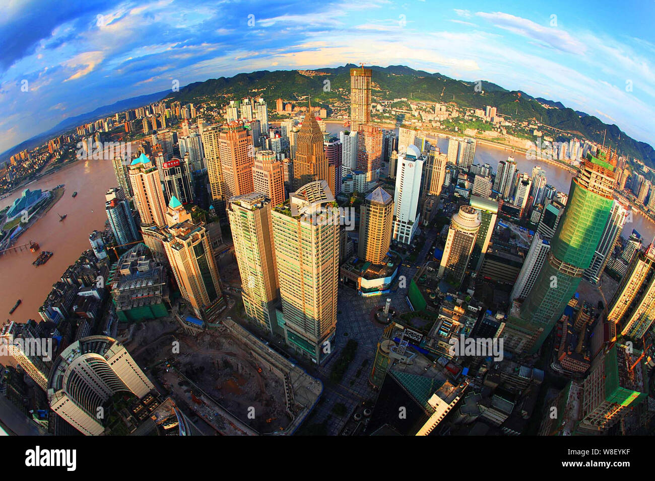 Skyline of high-rise buildings in Jiefangbei CBD, also known as ...