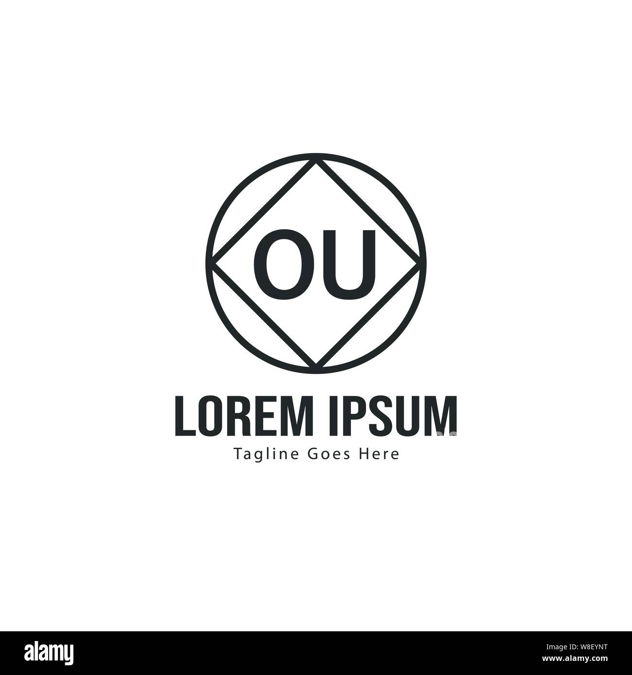 Initial OU logo template with modern frame. Minimalist OU letter logo ...