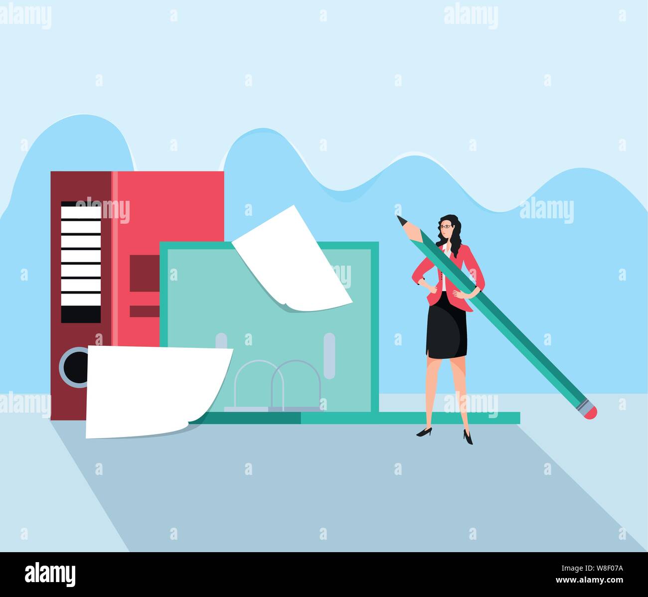 Woman documents stack Stock Vector Images - Alamy