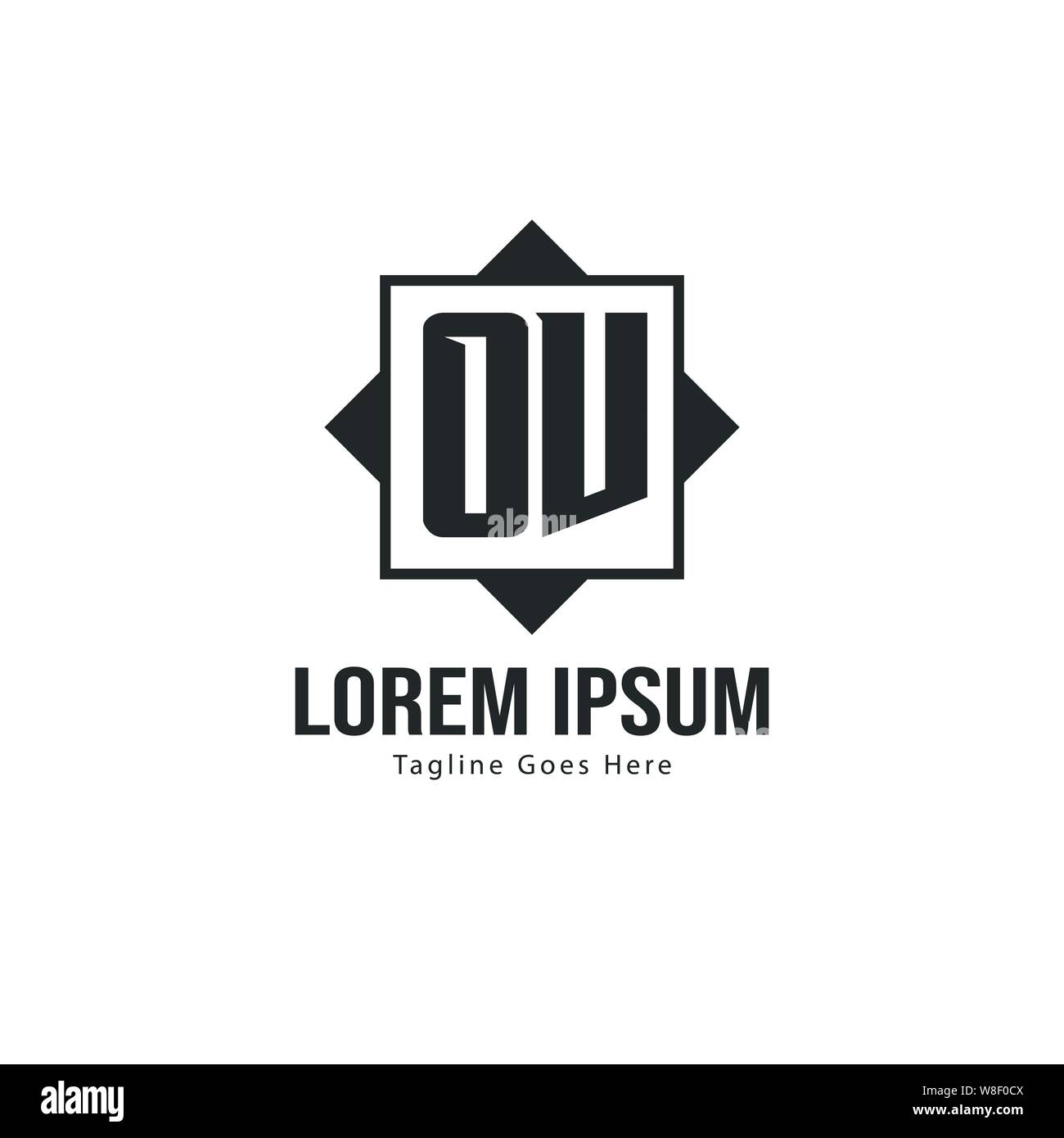 Initial OV logo template with modern frame. Minimalist OV letter logo ...