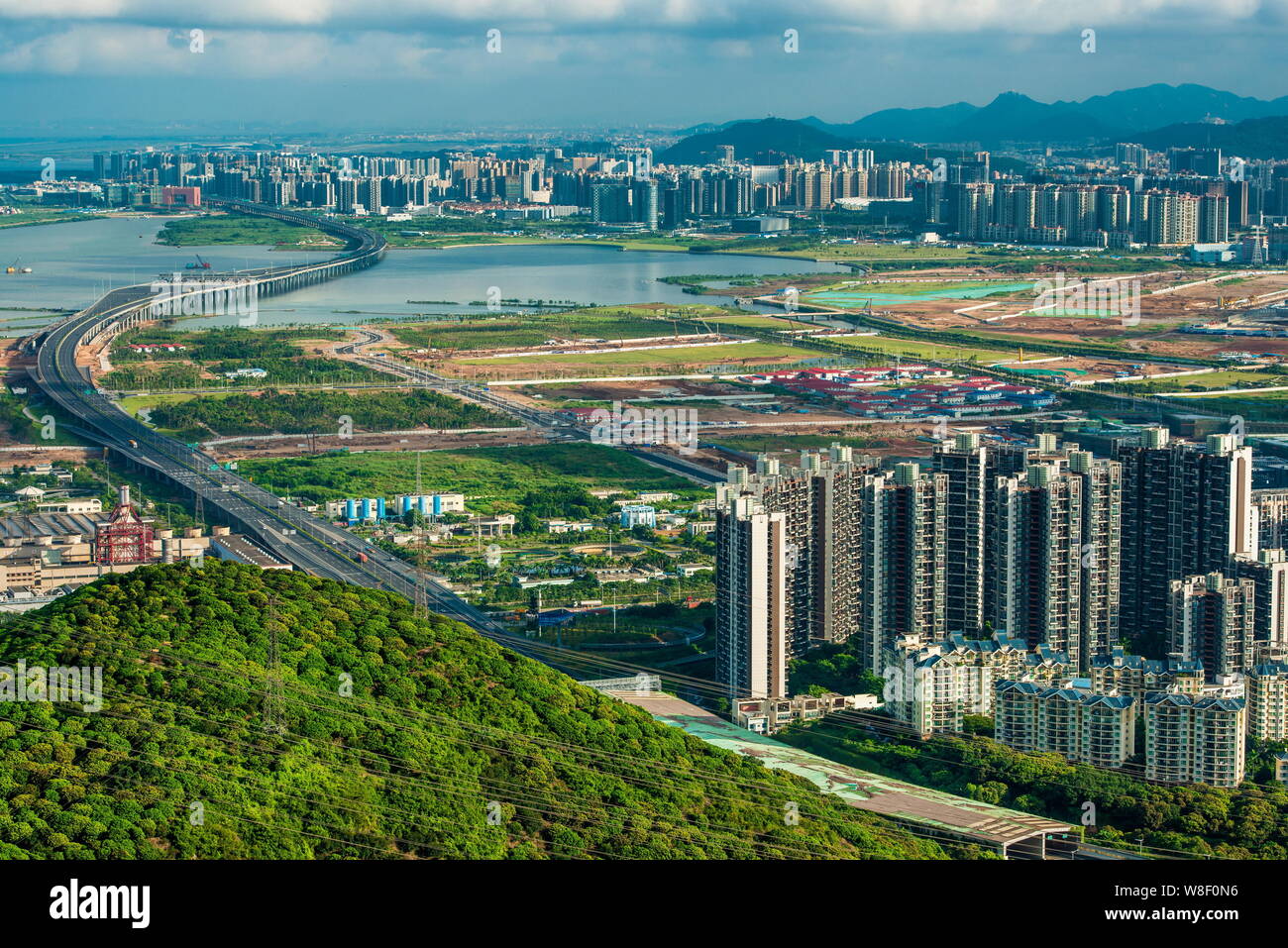 View of high-rise buildings along the Guangshen Expressway in Qianhai ...