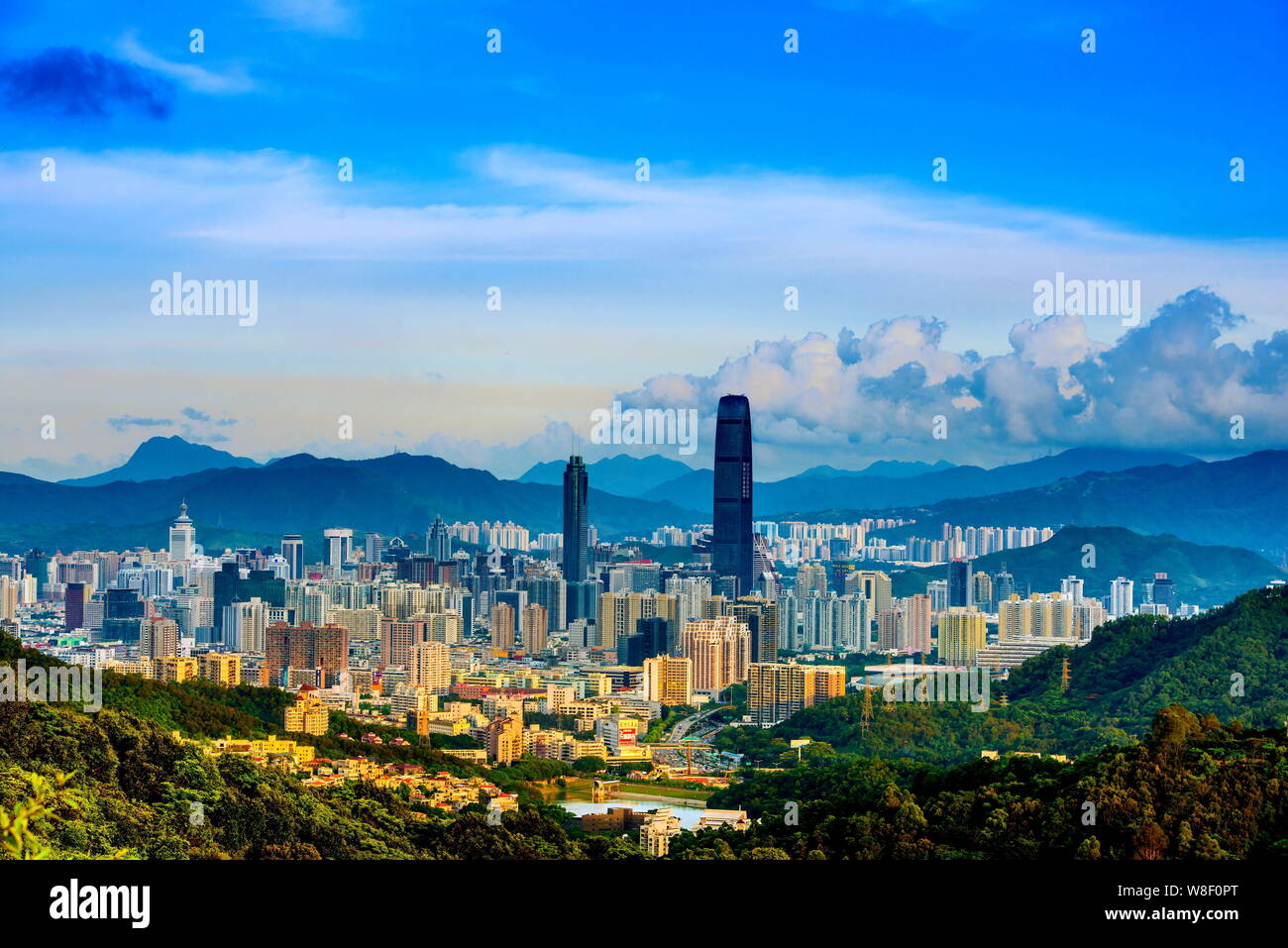 View of the KK100, tallest, formerly known as Kingkey 100, Shun Hing ...