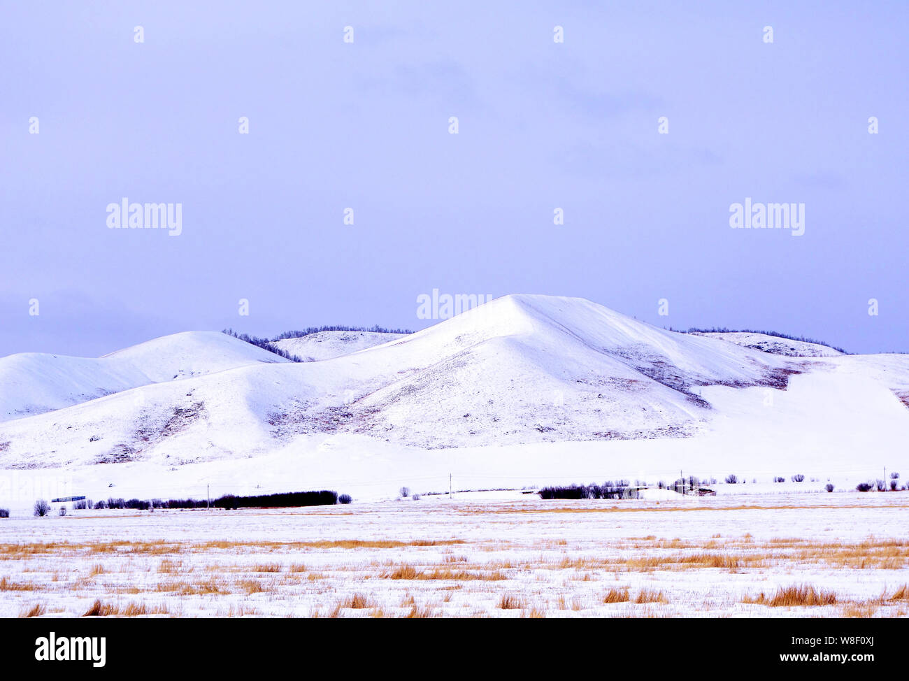Landscape of Ergune or Argun in the snow in north China's Inner ...