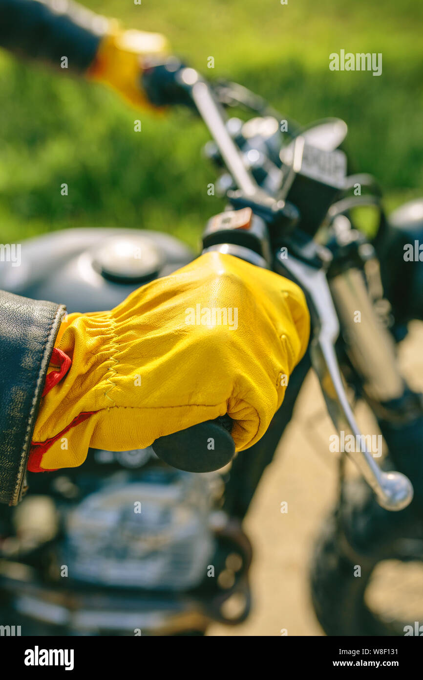 Hand gloves of biker hi-res stock photography and images - Alamy