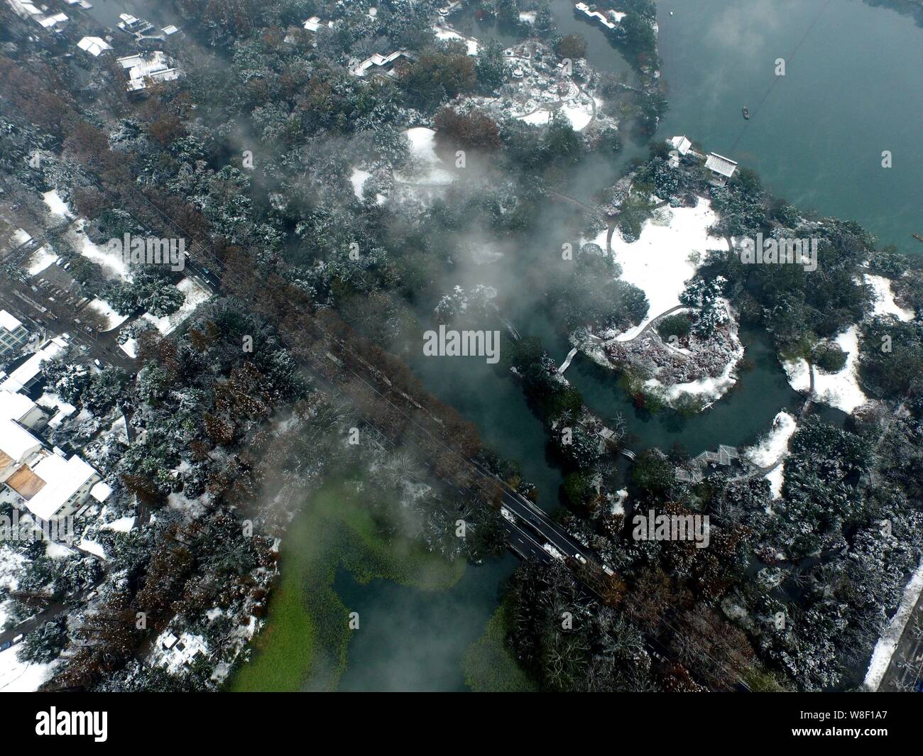 Aerial view of Viewing Fish at Flower Harbor, one of the Ten Views of ...