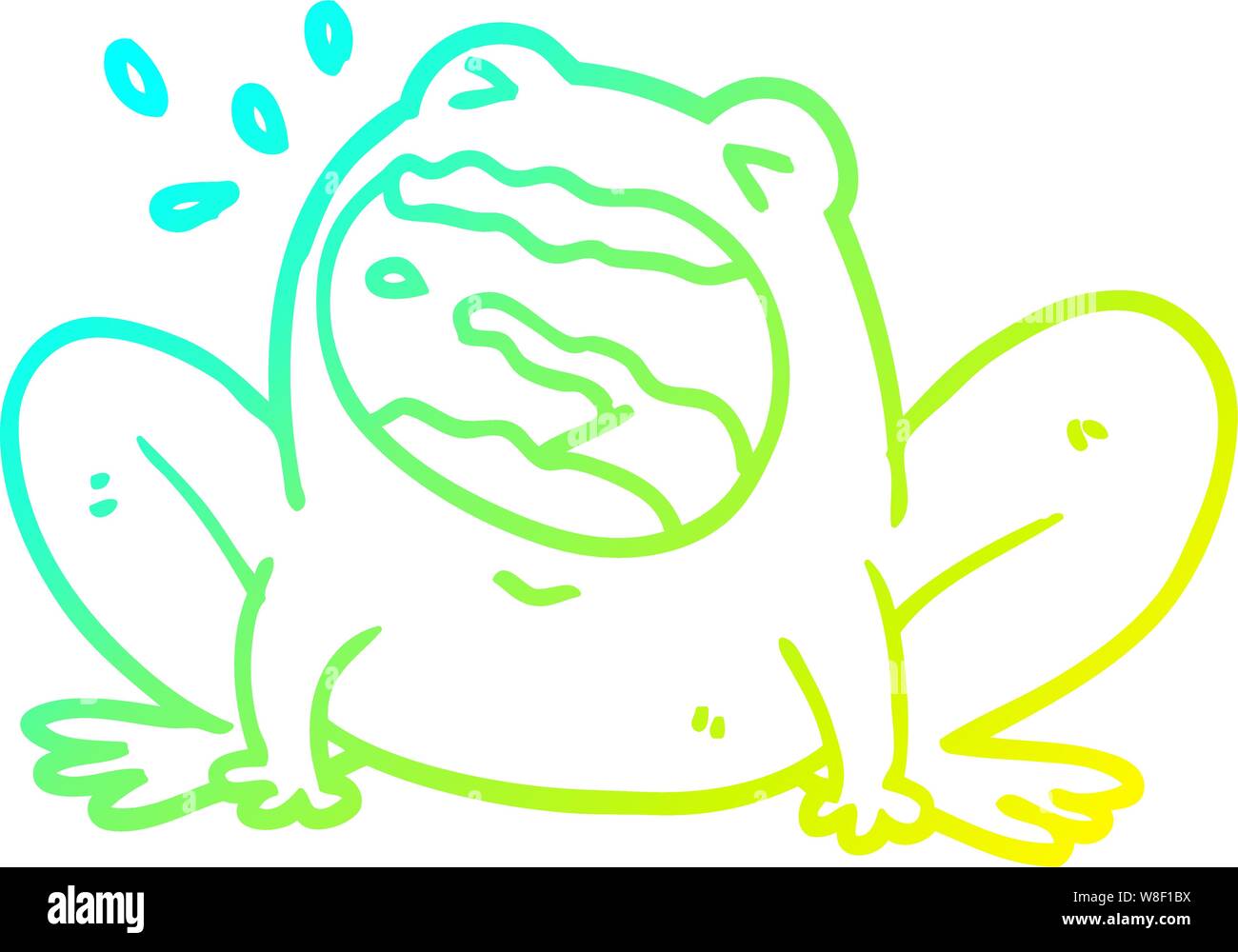 cold gradient line drawing of a cartoon frog shouting Stock Vector ...