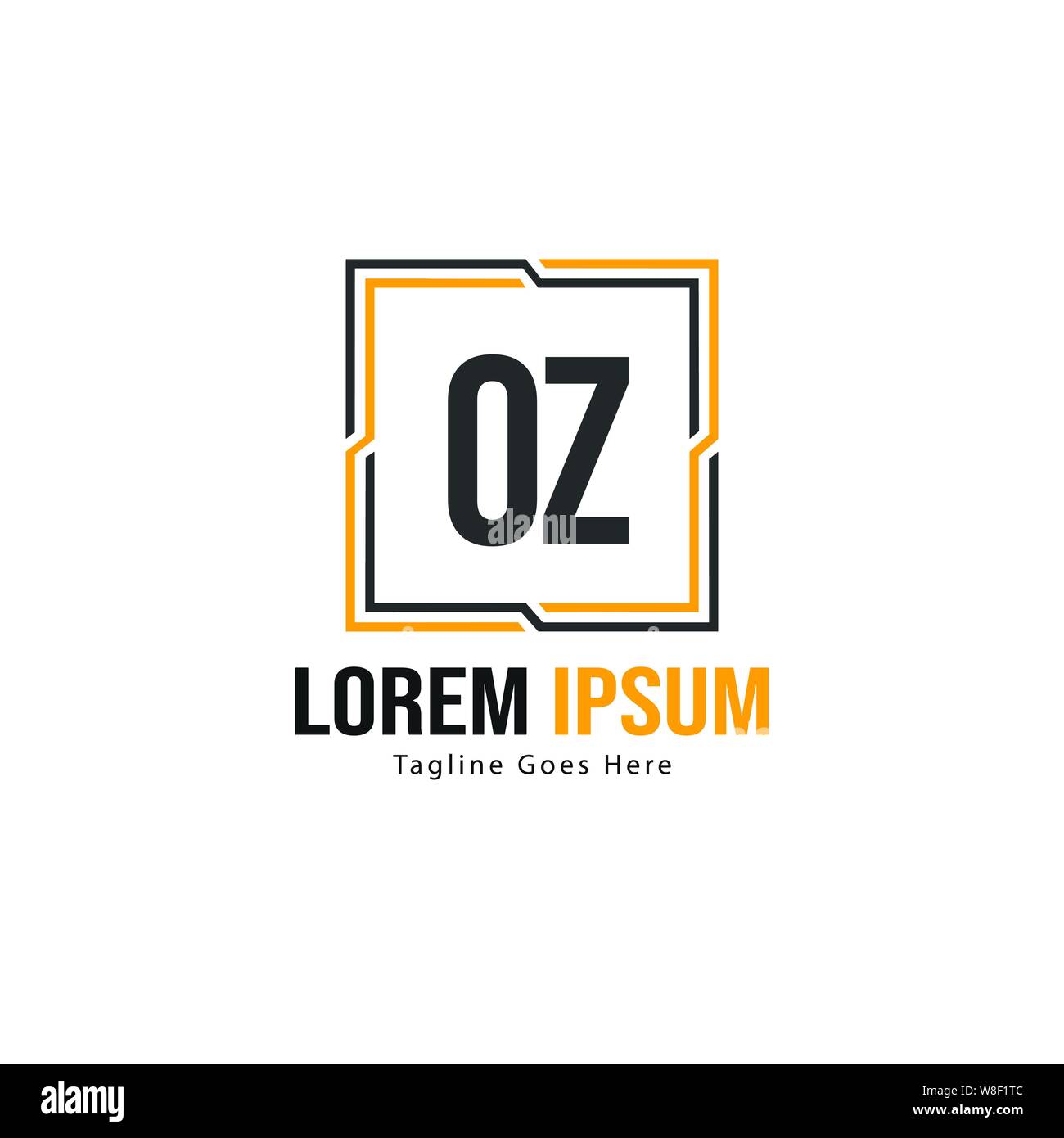 Initial OZ logo template with modern frame. Minimalist OZ letter logo ...