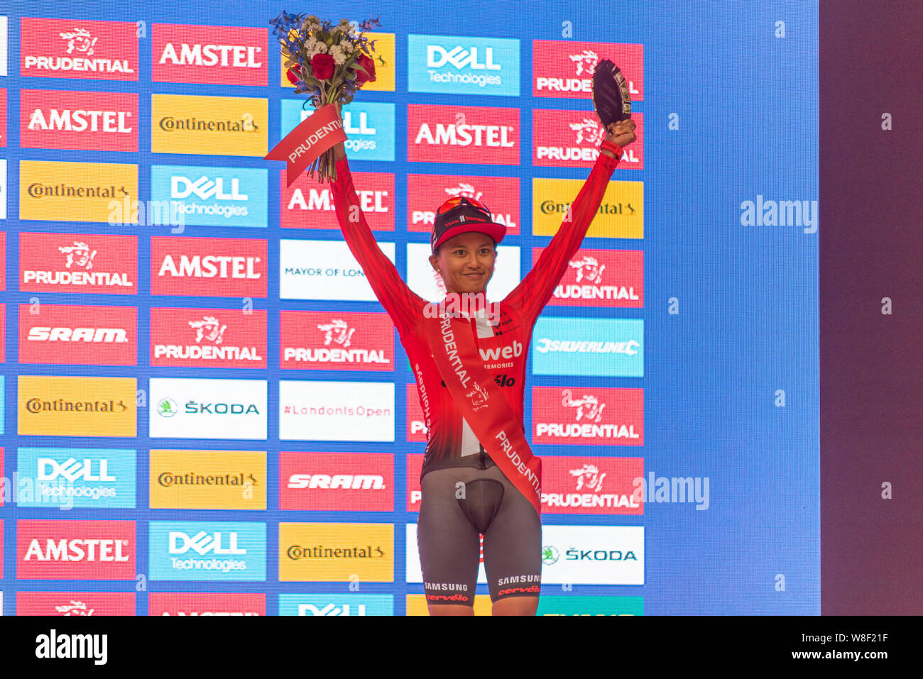 Third placed rider Coryn Rivera after racing in the Prudential ...