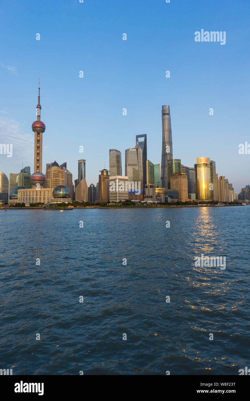 Skyline of the Lujiazui Financial District with the Oriental Pearl TV ...