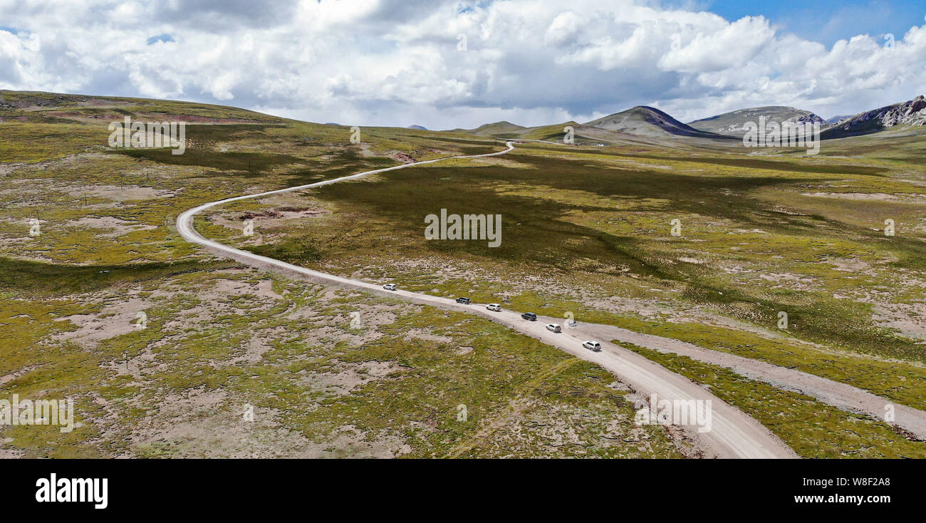 Golmud, China's Qinghai Province. 8th Aug, 2019. Aerial photo taken on ...
