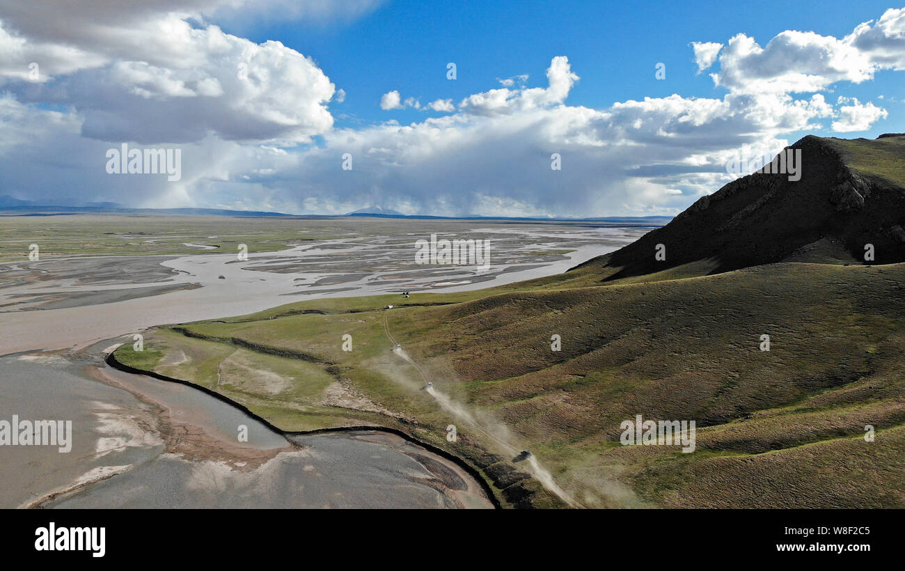 Golmud, China's Qinghai Province. 8th Aug, 2019. Aerial photo taken on ...