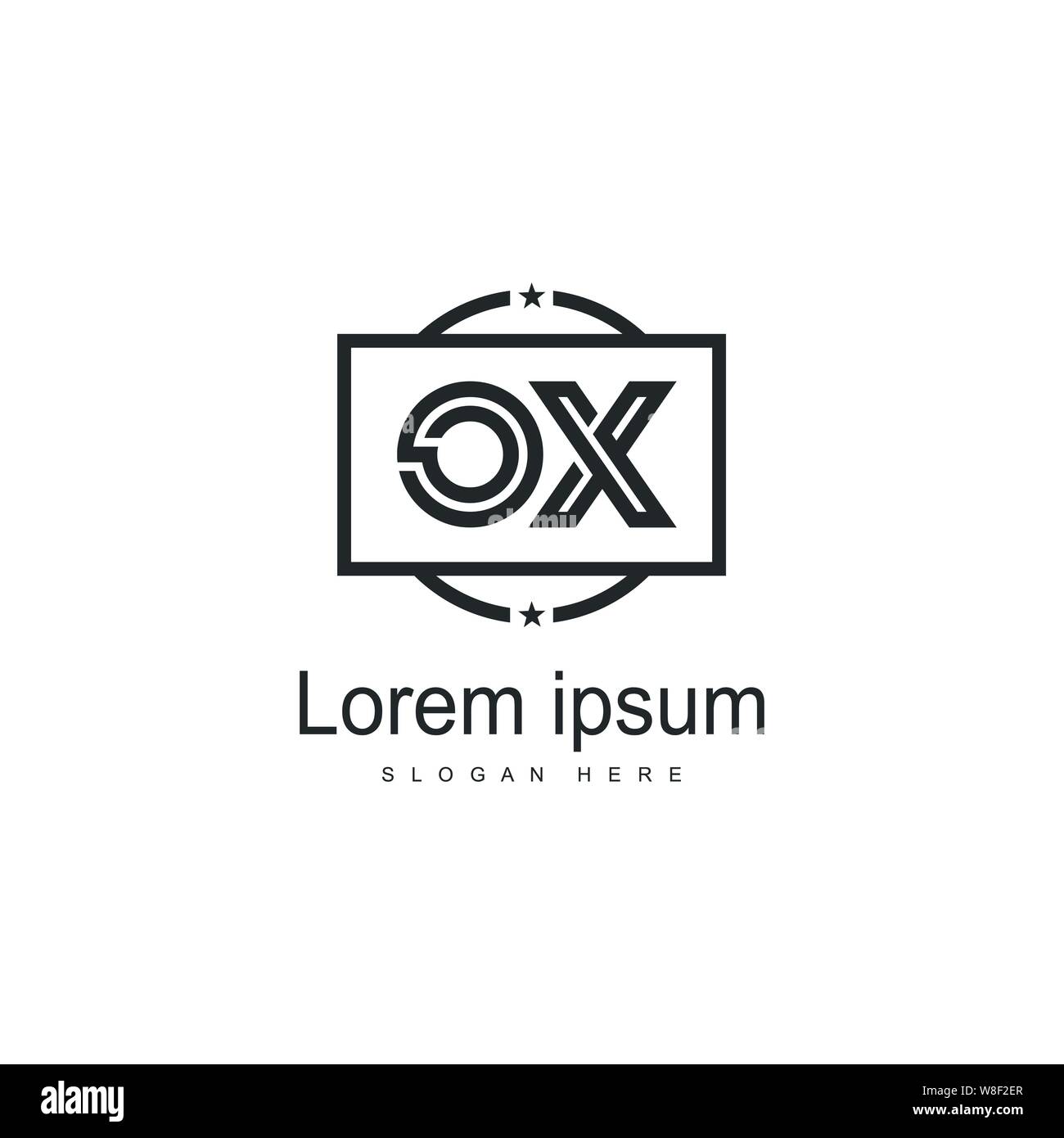 Initial OX logo template with modern frame. Minimalist OX letter logo ...