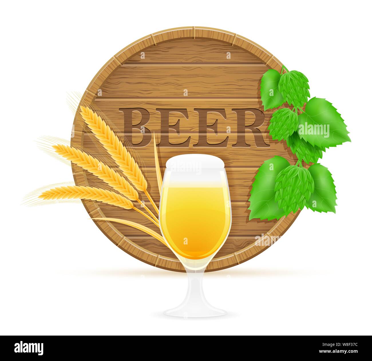 hops and wheat ingredients for making beer vector illustration isolated ...