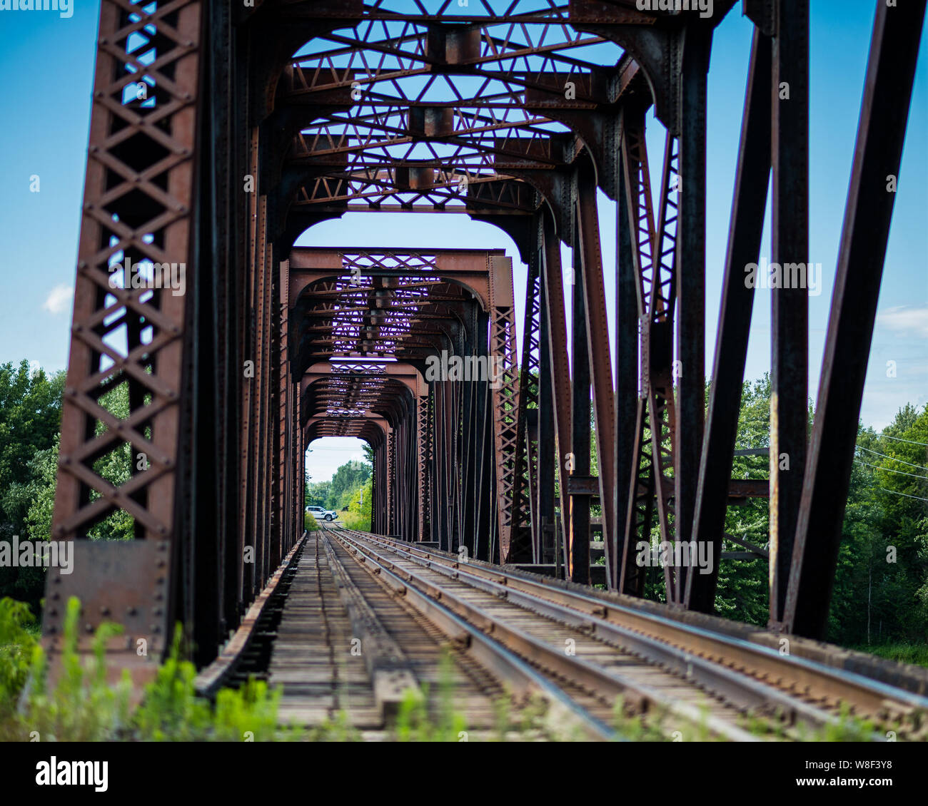 landscape of a railway bridge crossing the river-2 Stock Photo - Alamy