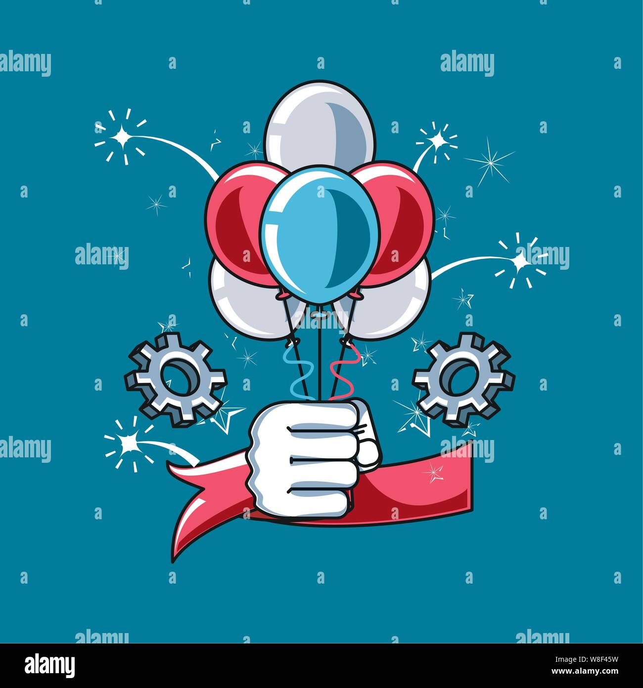 happy labor day label with hand fist and decoration vector illustration ...