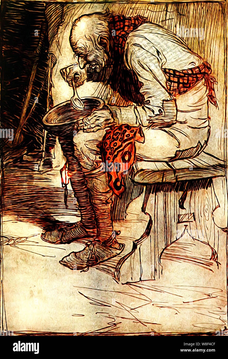 old man eating his stew Stock Photo - Alamy