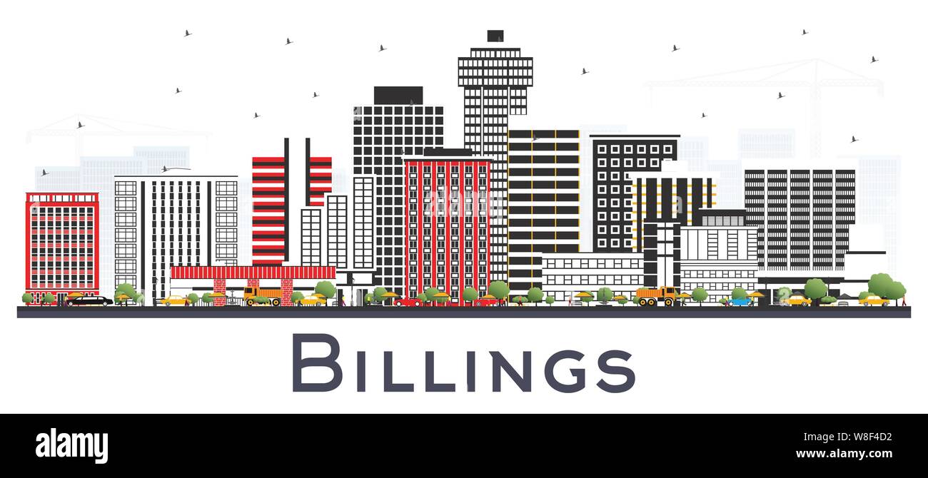 Billings Montana City Skyline with Color Buildings Isolated on White ...