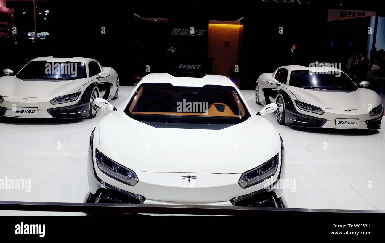 EVENT electric sports cars of Ch-Auto Technology are on display during ...