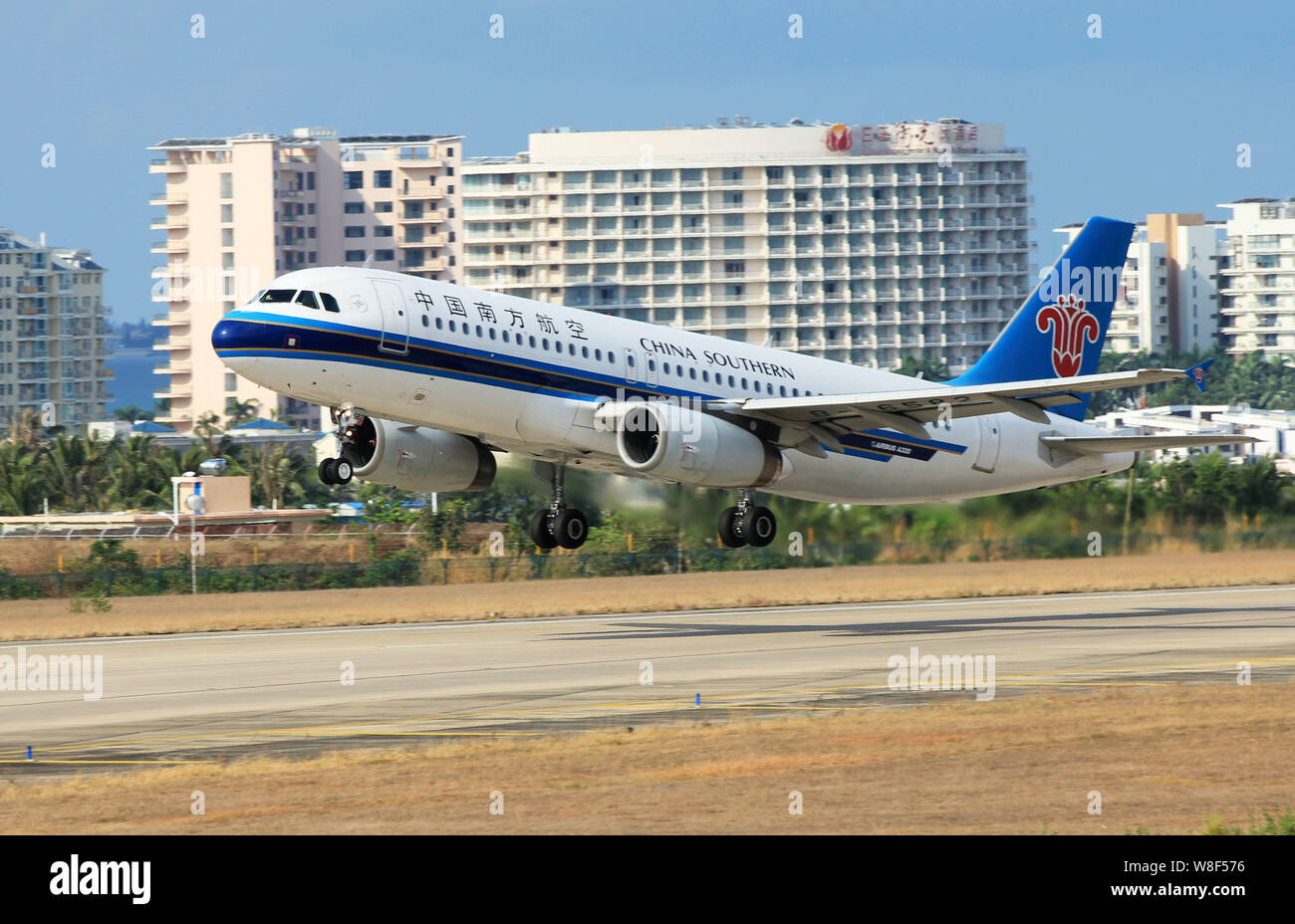 --FILE--A jet plane of China Southern Airlines takes off at the Sanya ...