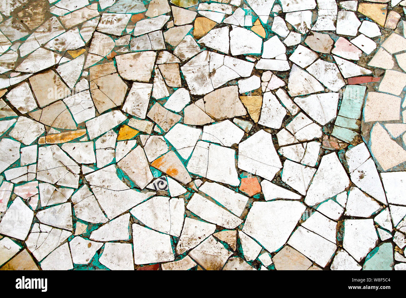 Big surface covered with broken tile pieces Stock Photo - Alamy