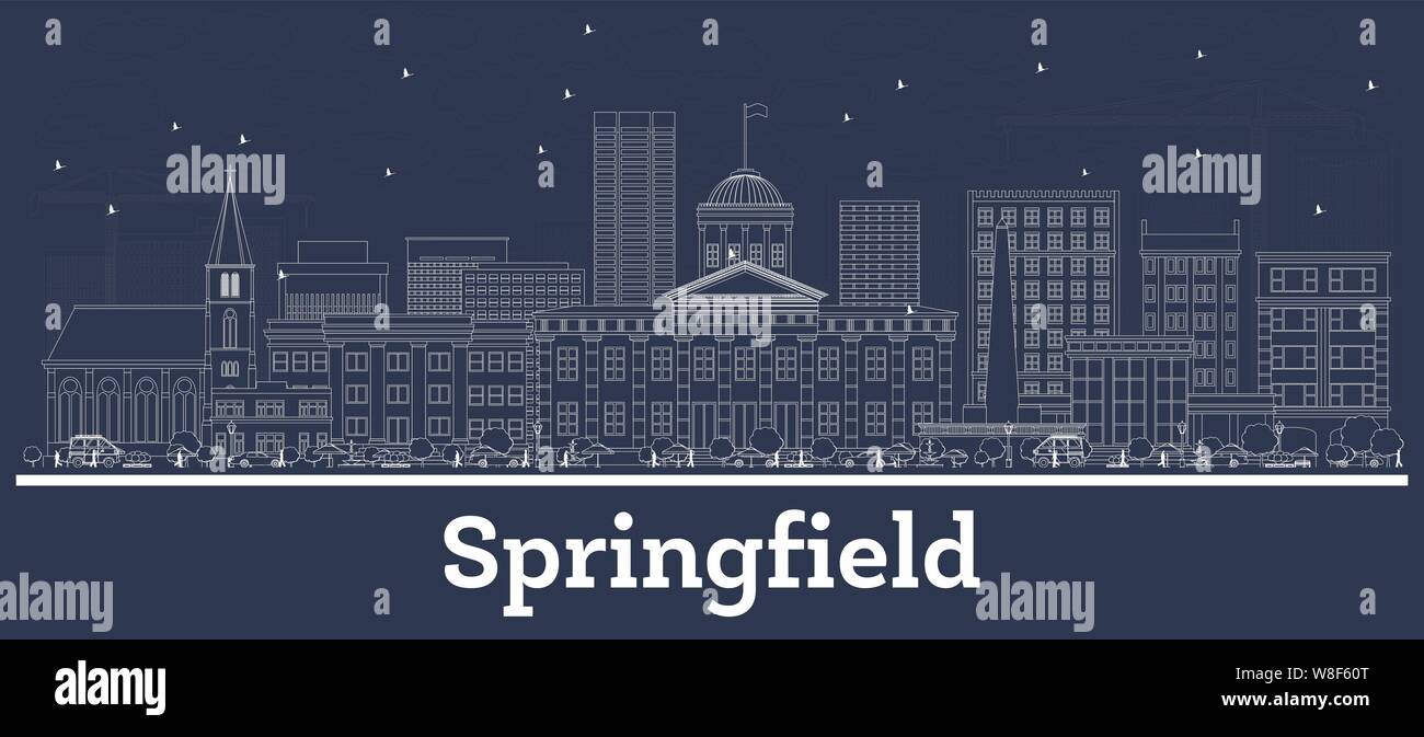 Outline Springfield Illinois City Skyline with White Buildings. Vector ...