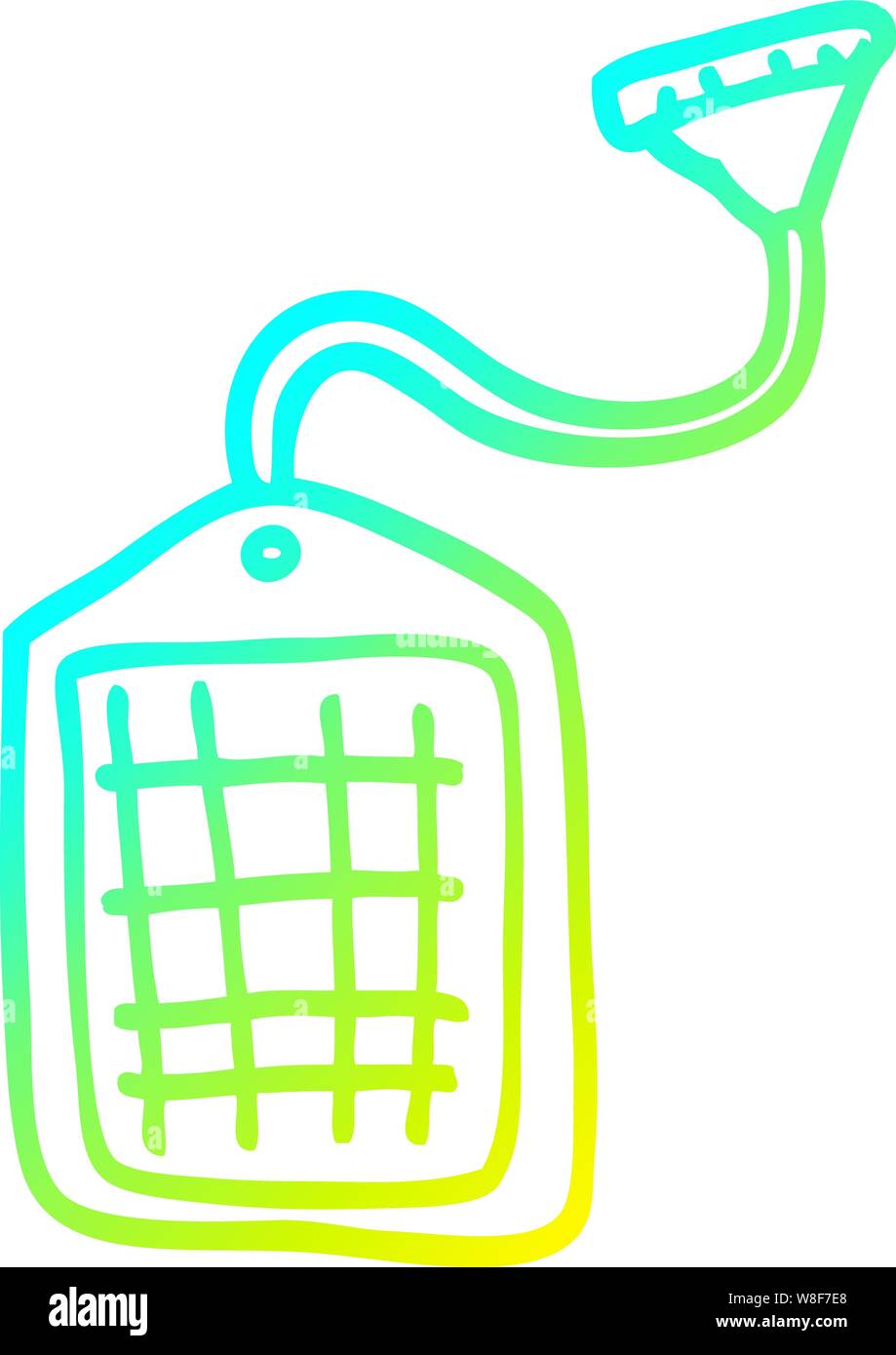 cold gradient line drawing of a cartoon drawstring tea bag Stock Vector ...