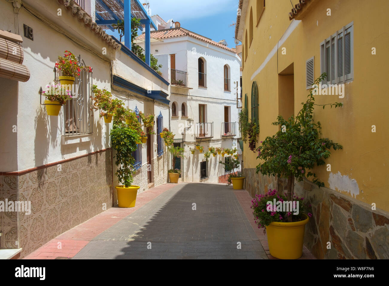 Narrow Streets of the Old Town of Estepona, Costa del Sol, Spain. Each ...