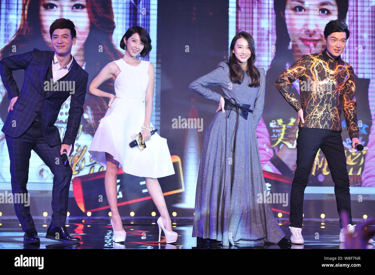 (From left) Chinese actor Shawn Wei Qianxiang, Taiwanese actress Ivy Shao, Chinese singer and ...
