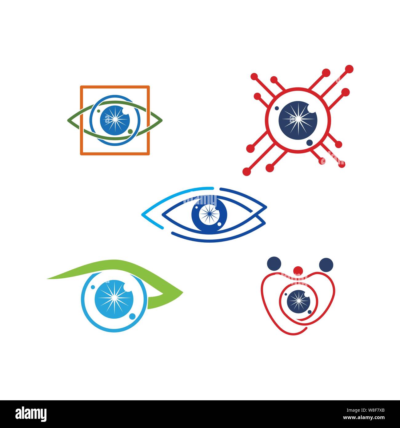 Eye care health logo design template vector icon Set Stock Vector Image ...