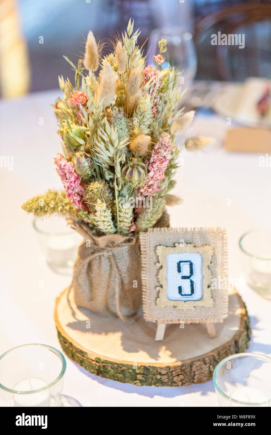 Dried Floral reception Table Decorations Stock Photo - Alamy