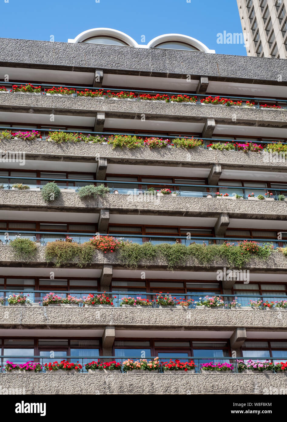 Flats built in post-war Brutalist architectural style at The Barbican ...