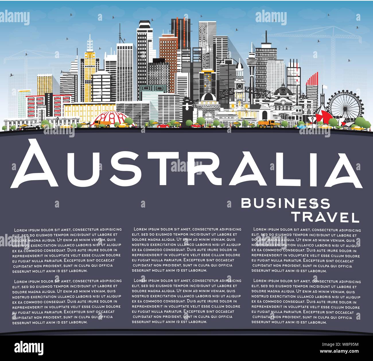 Australia City Skyline with Gray Buildings, Blue Sky and Copy Space ...