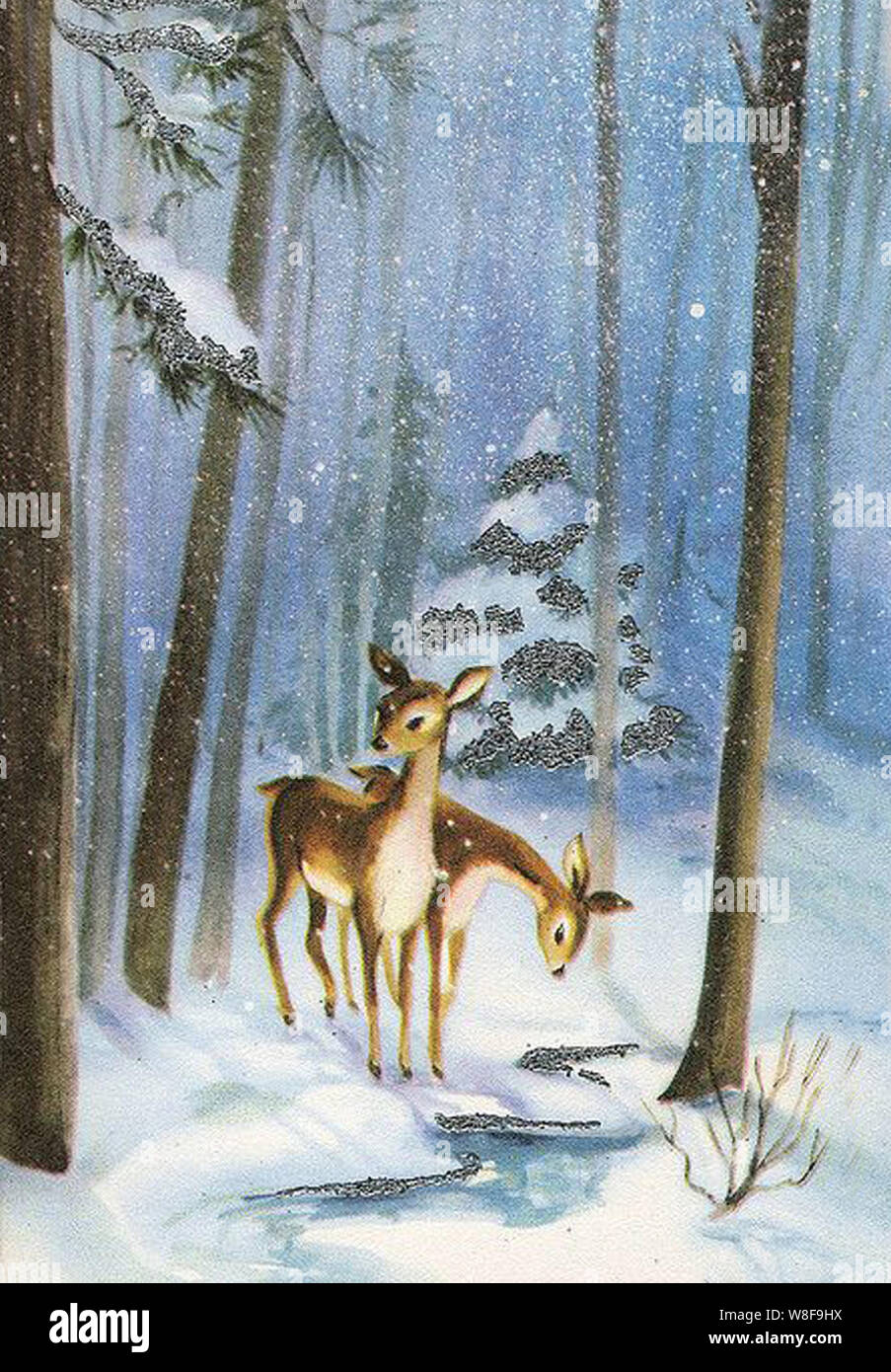 deer in the snowy forest Stock Photo - Alamy