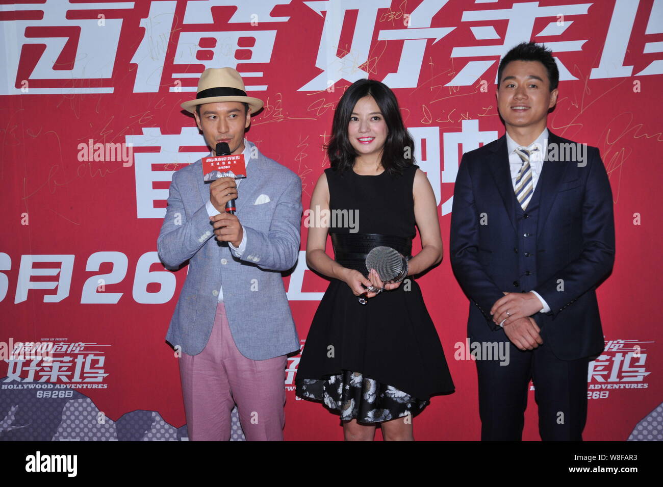 (From left) Chinese actor Huang Xiaoming, actress Zhao Wei and actor ...