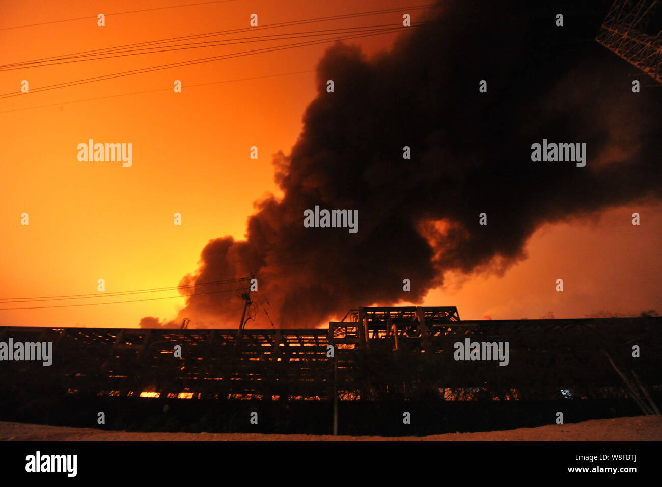 Dense black smoke rises from the paraxylene (px) chemical plant after ...