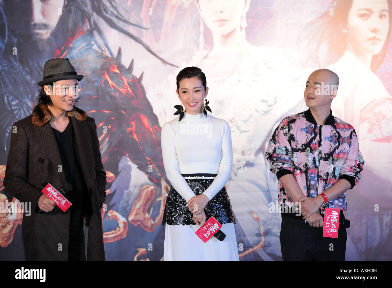 (From left) Chinese actor Chen Kun, actress Li Bingbing and actor Bao ...