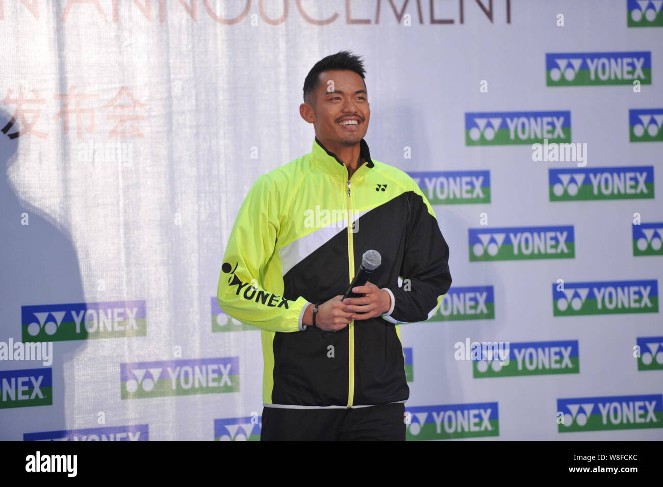 Chinese badminton player Lin Dan smiles during the Lin Dan & YONEX ...