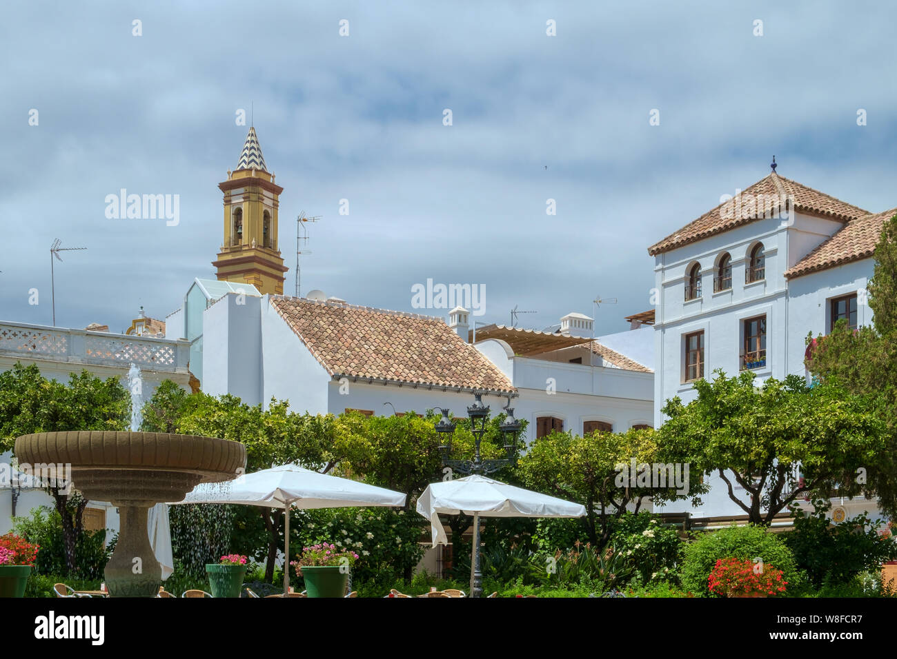 A Plaza in the Centre of the Old Town of Estepona, Costa del Sol, Spain ...
