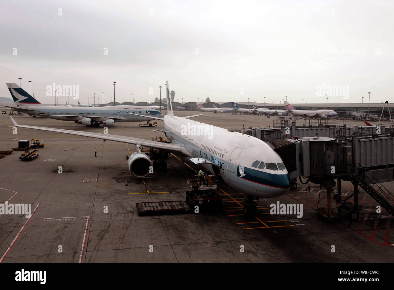 --FILE--A jet plane of Cathay Pacific Airways is pictured at the Hong ...