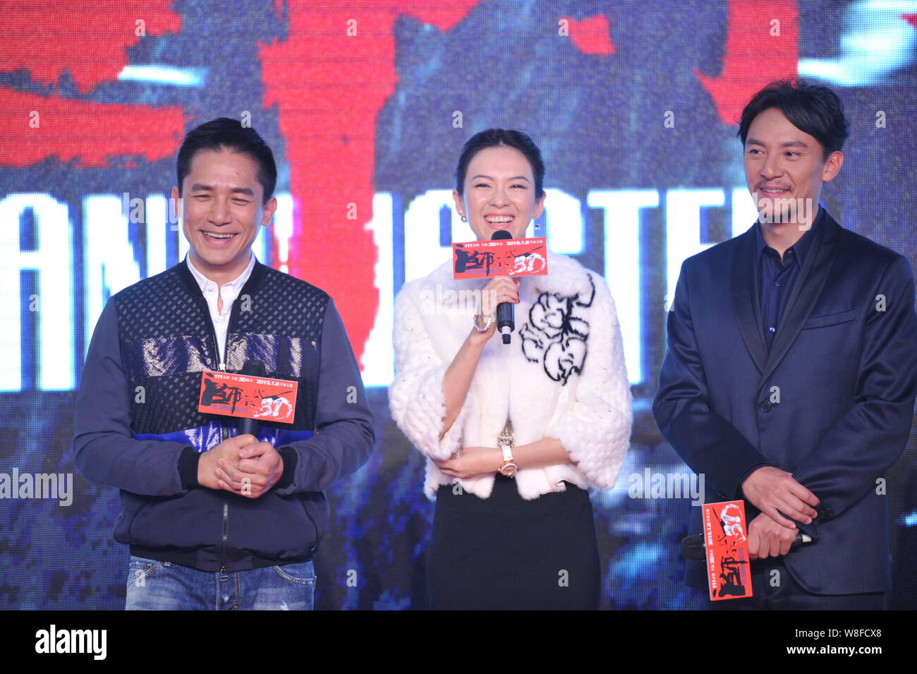 (From left) Hong Kong actor Tony Leung, Chinese actress Zhang Ziyi and ...