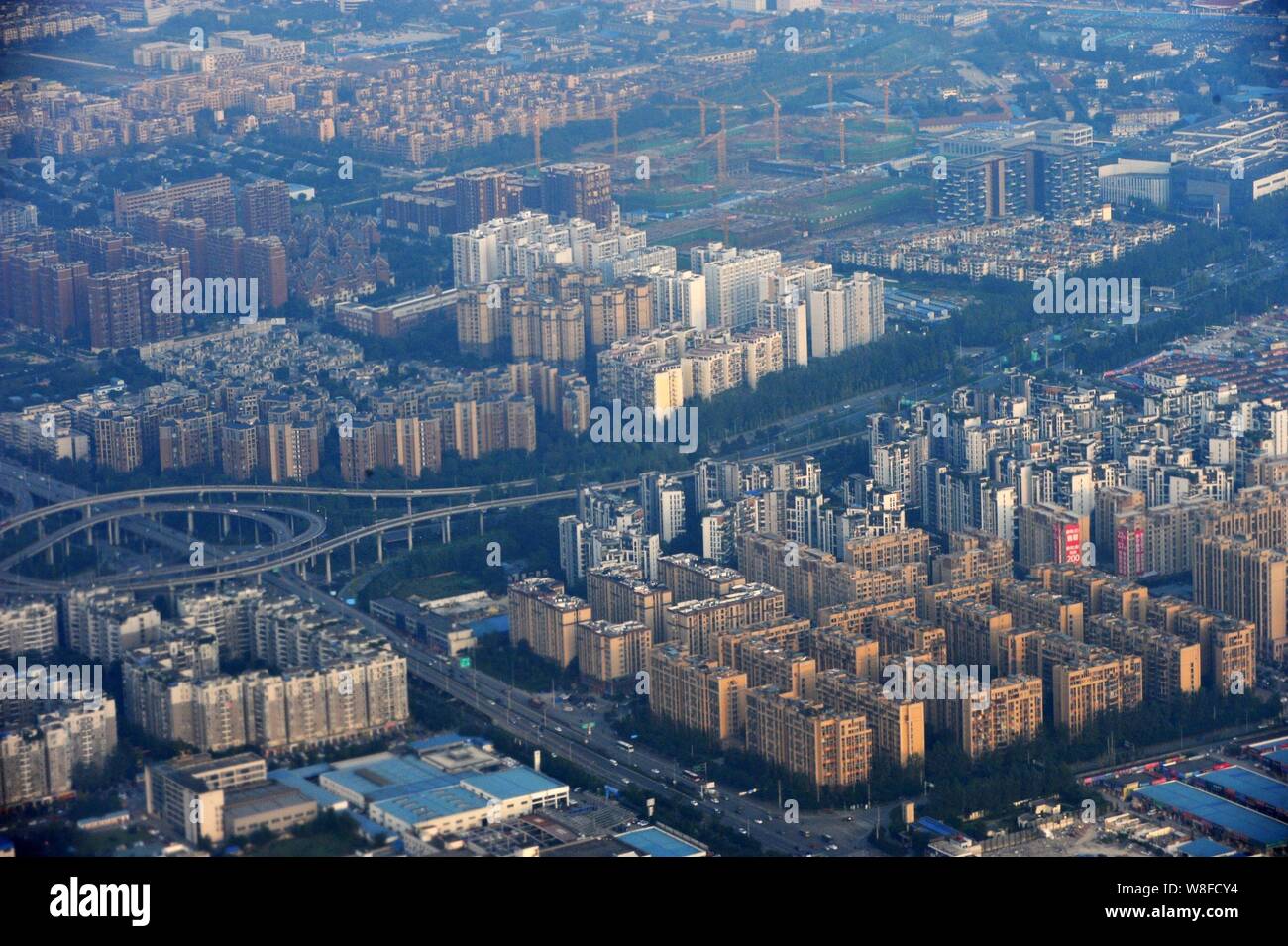--FILE--View of clusters of residential apartment buildings in Chengdu ...