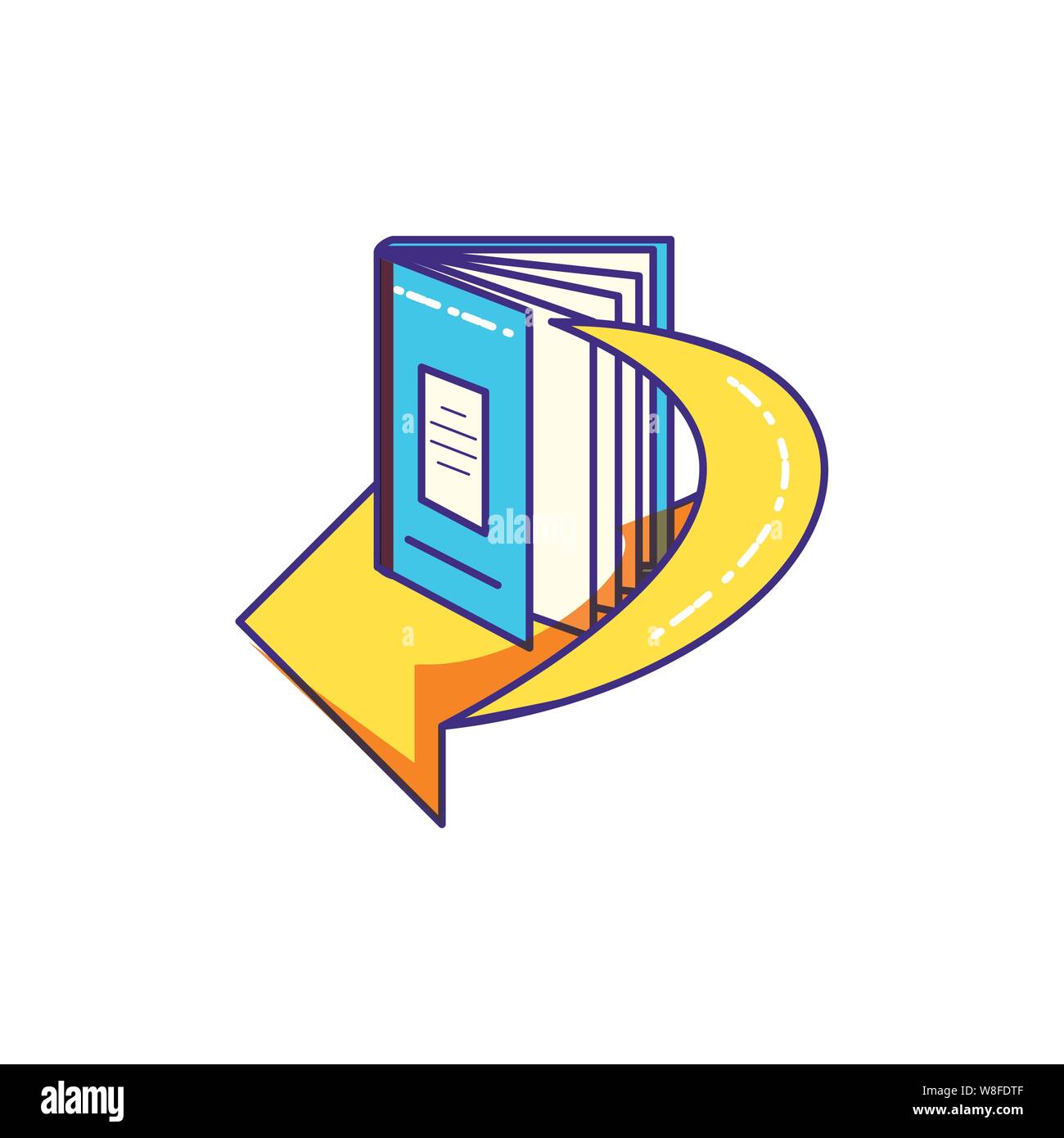 arrow indication direction with textbook supply vector illustration ...