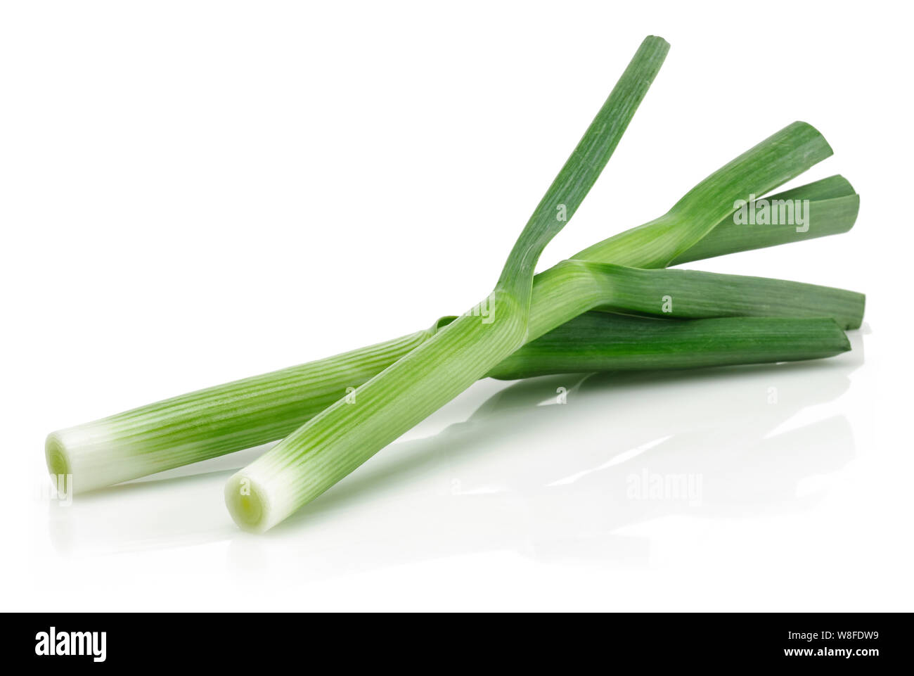 Fresh green garlic isolated on white background Stock Photo - Alamy