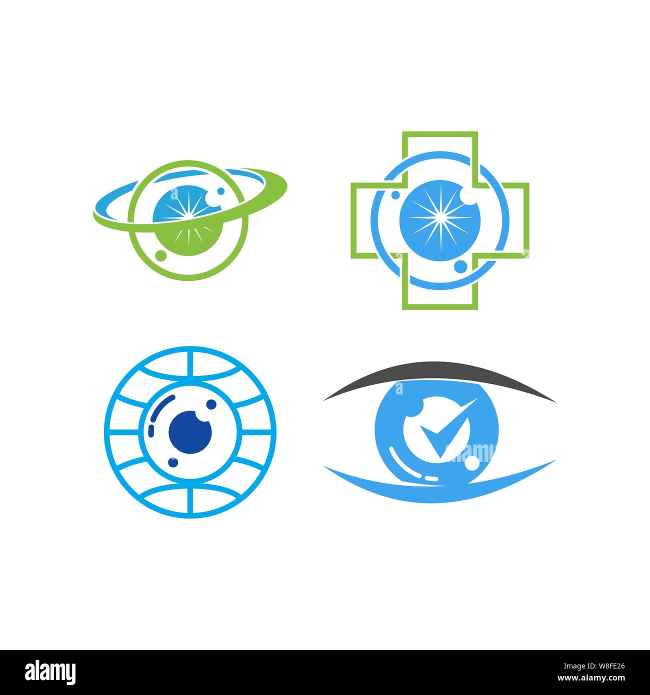 Eye care health logo design template vector icon Set Stock Vector Image ...