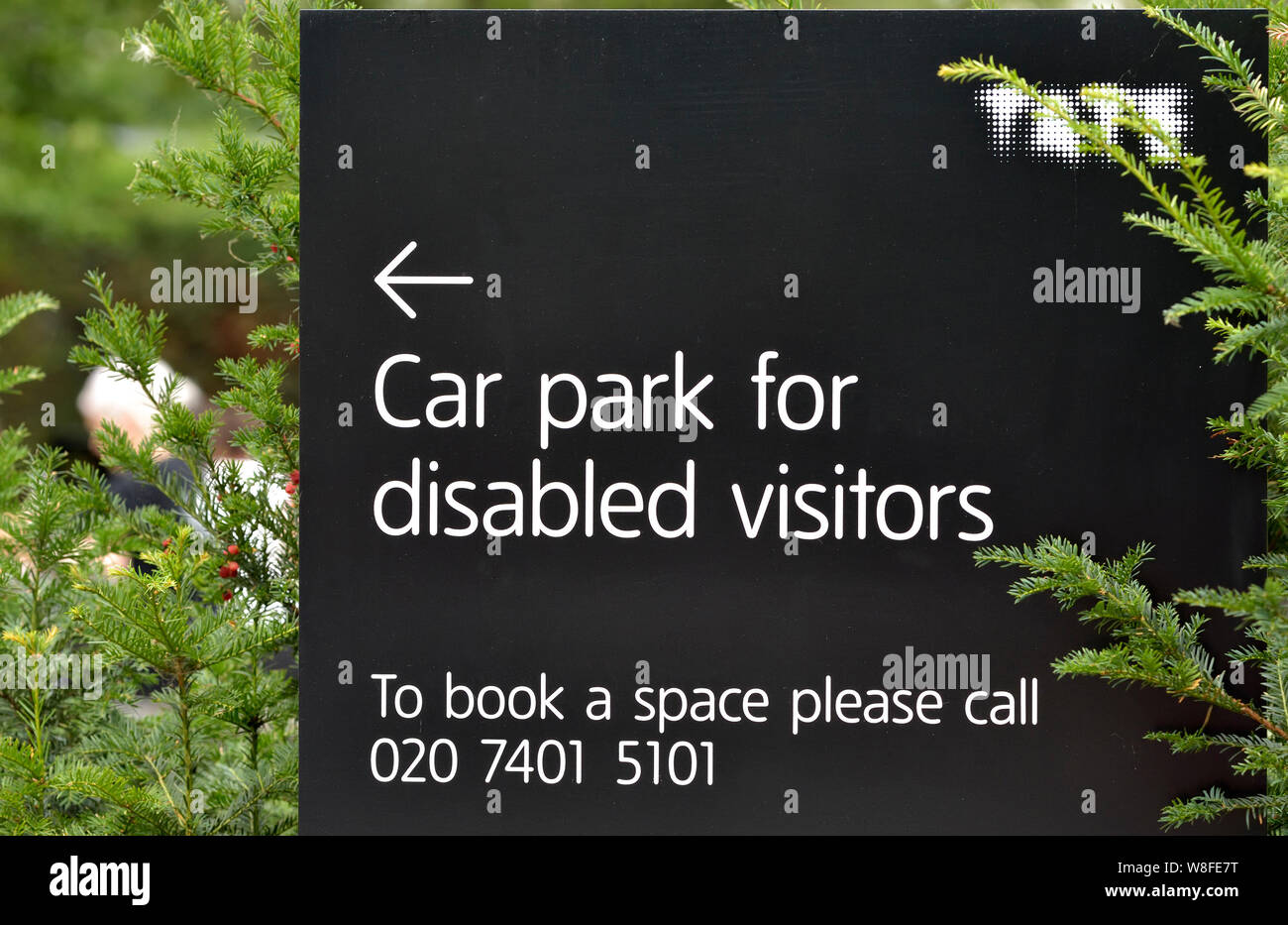 London, England, UK. Disabled Car Park sign at Tate Modern gallery ...
