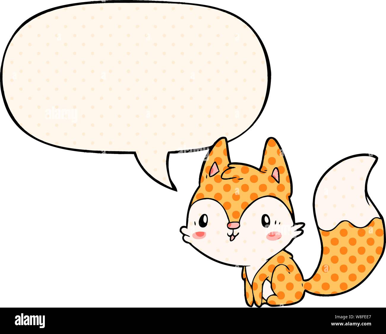 cute cartoon fox with speech bubble in comic book style Stock Vector ...