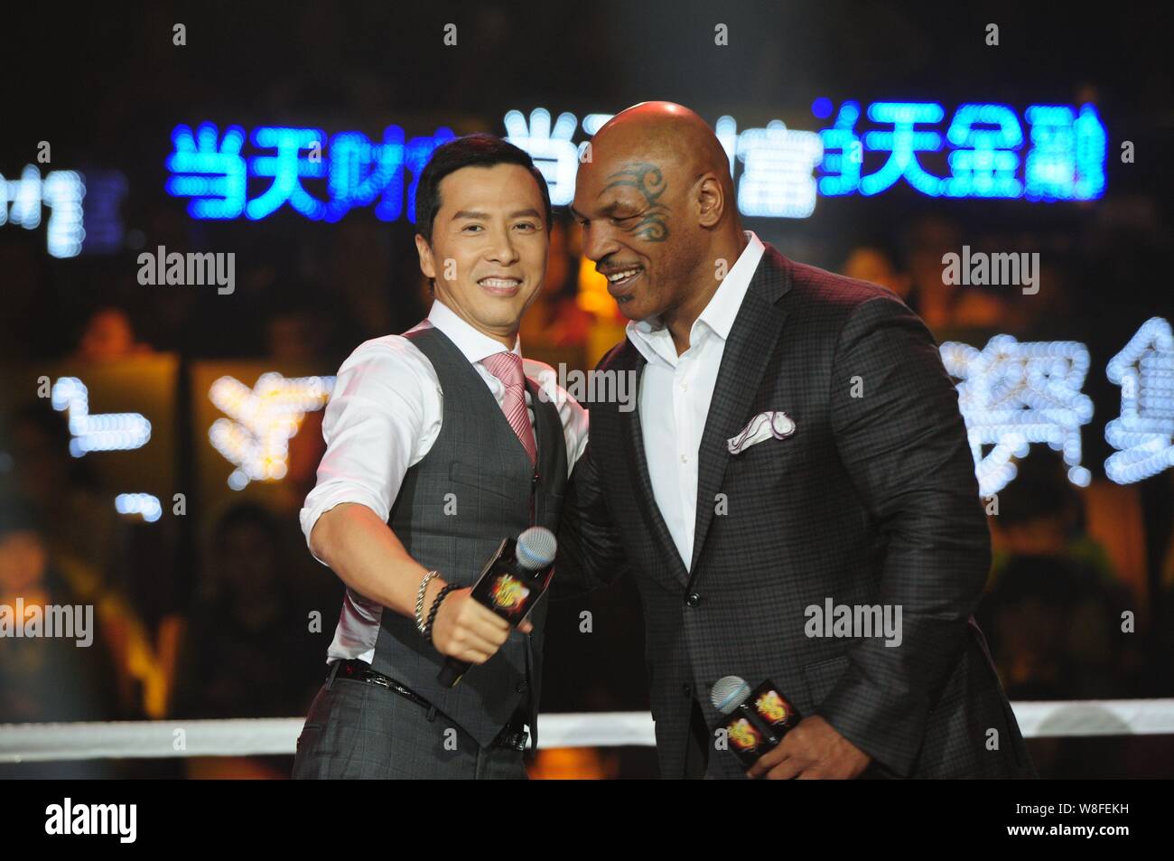 Hong Kong actor Donnie Yen, left, and retired American boxer Mike Tyson ...