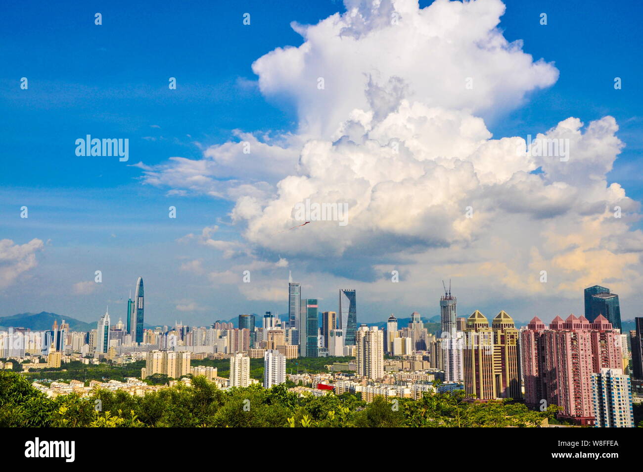 --FILE--View of skyscrapers and high-rise buildings in Shenzhen city ...