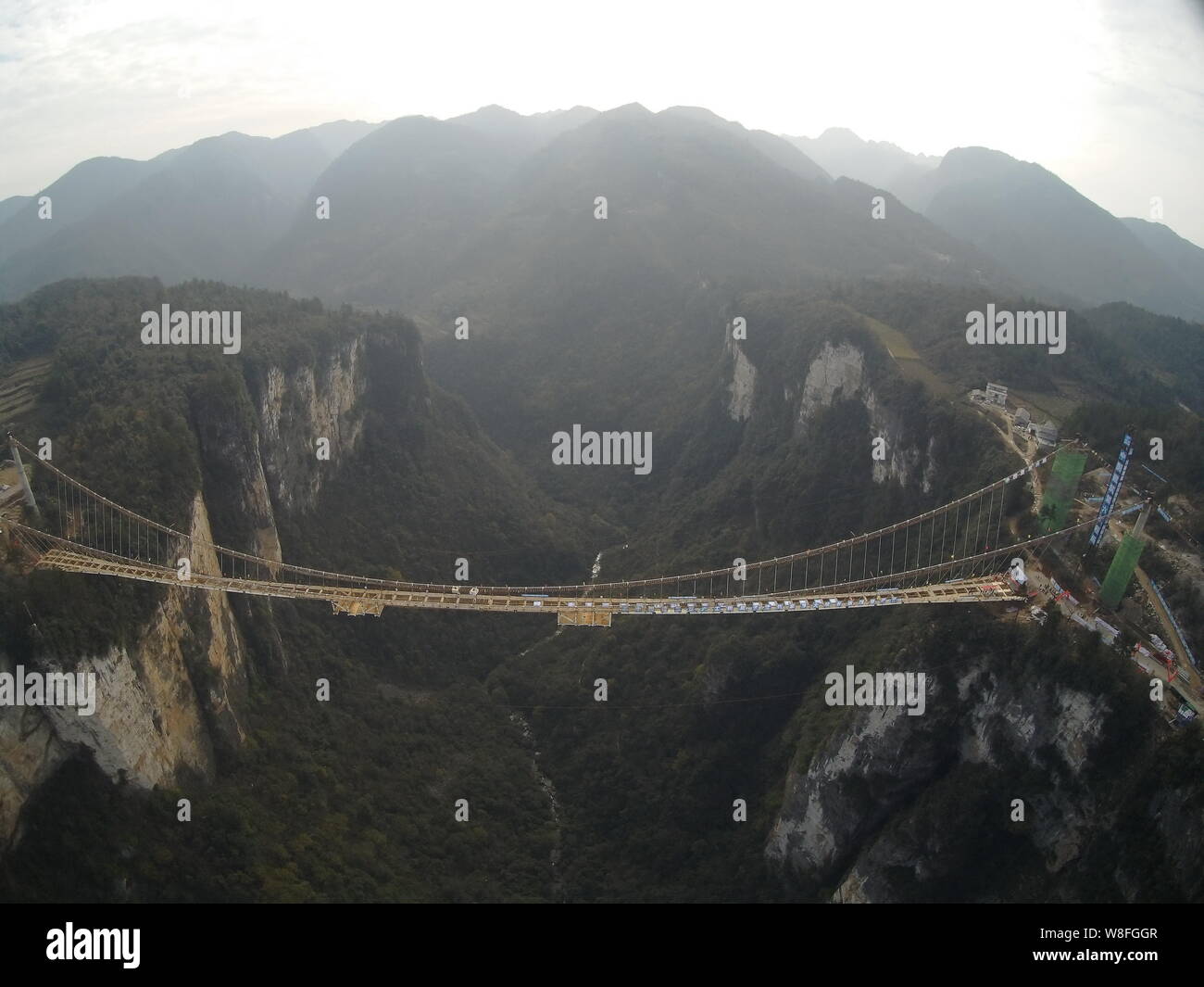 Aerial view of the world's longest and highest glass-bottomed bridge ...