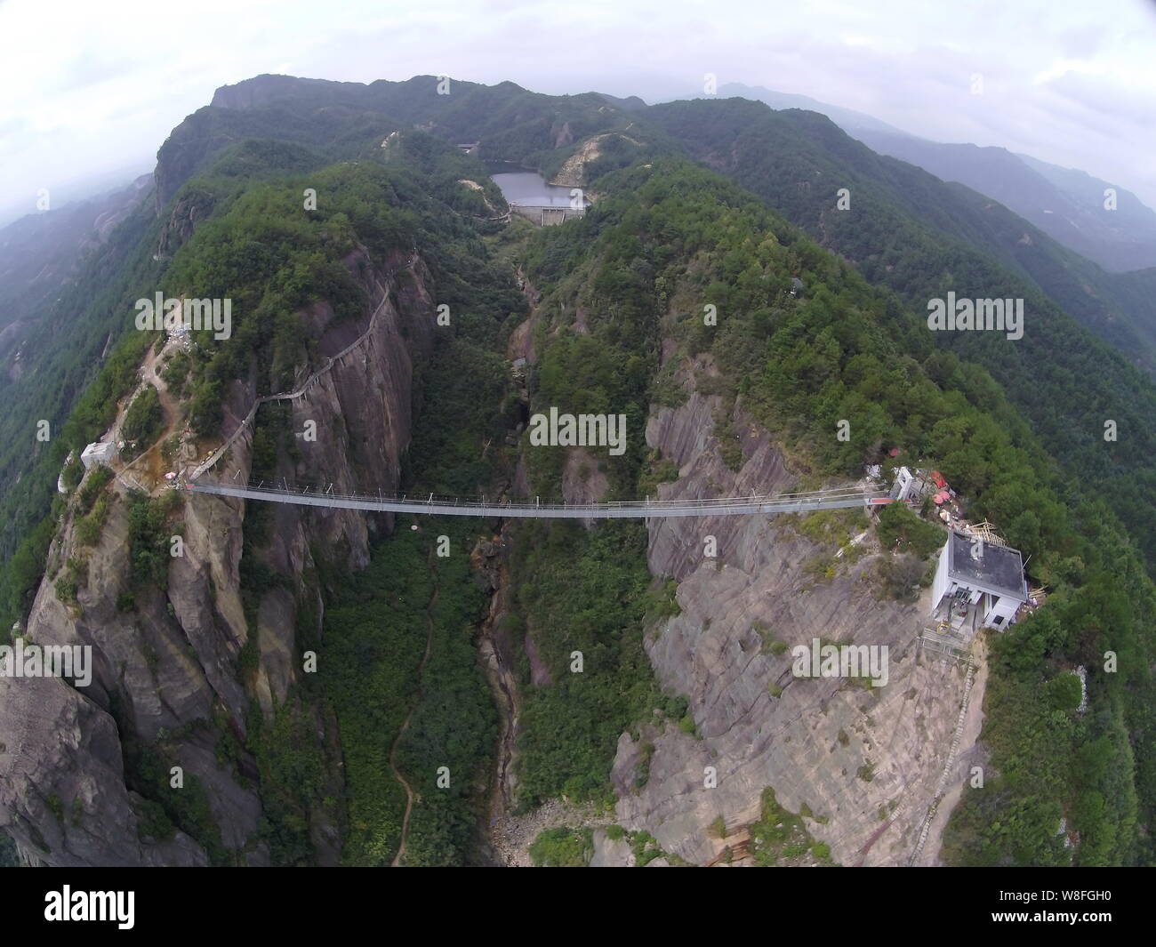 Aerial view of the 180-meter-high and 300 meter-long glass-bottomed ...